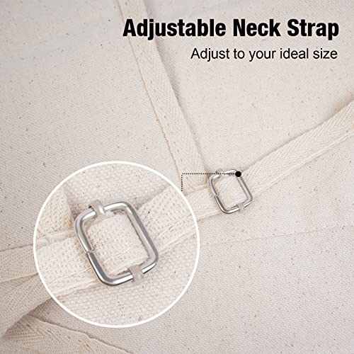 conda Adjustable Professional Bib Apron 100% Cotton Canvas With 3 Pockets for Women Men Adults, Waterproof, Natural 31inch (1pcs pack)