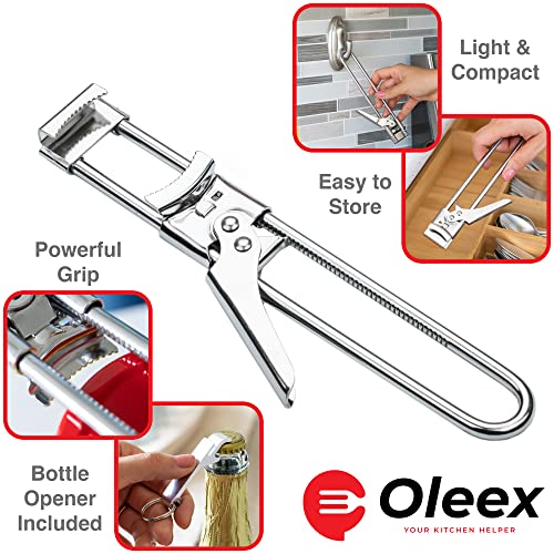 Oleex Jar Opener for Weak Hands with Keychain Bottle Cap Opener. Easy Jar Opener for Seniors with Arthritis or Kids Jar Openers. Jar Gripper Tight Lid Opener and Bottle Opener Kitchen Gadgets