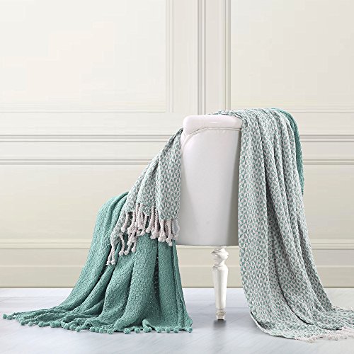 Amrapur Overseas | Picasso 100% Cotton Throw Blanket (Aqua) 2 Pack