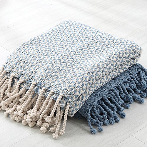 Amrapur Overseas | Picasso 100% Cotton Throw Blanket (Aqua) 2 Pack