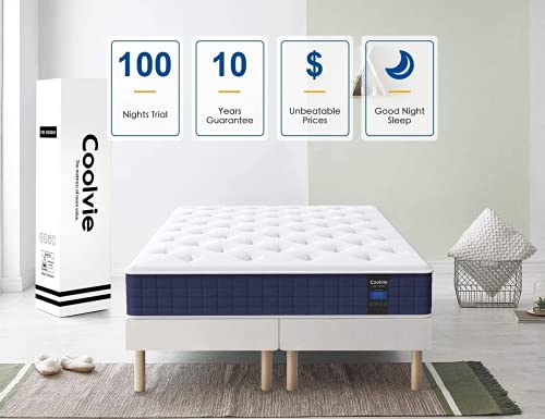 Coolvie Twin XL Mattress, 10 Inch Twin XL Size Hybrid Mattress, Individual Pocket Springs with Memory Foam, Bed in in a Box, Cooler Sleep with Pressure Relief and Support