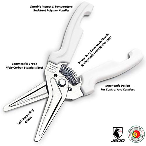 JERO Stainless Steel Kitchen Shears with Holder - Perfect For Herbs, Floral Trimming and Kitchen Use - Made In Portgual