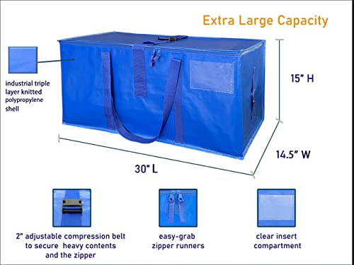 Extra Large Storage Bags with Zipper for Clothes, Toys, Blankets, Moving, Comforters, Dorm Storage, Closet Organization - Space Saving Bags, Reusable (Set of 6)