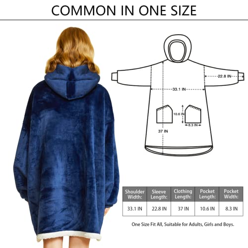 PLOTMOND Oversized Wearable Blanket Hoodie, Flannel Blanket Sweatshirt for Women Men, Comfy Blanket Hoodie with Button,Pocket