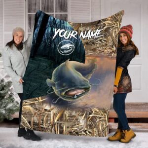 personalized catfish fishing hunting blanket hunting season fleece throw blanket soft plush flannel blankets warm fuzzy lightweight cozy plush hunting blankets christmas for hunters