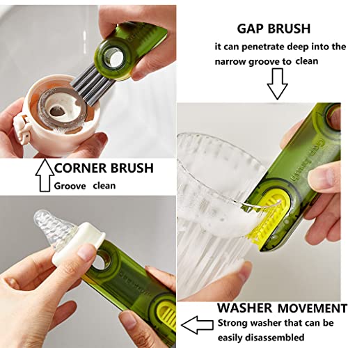 3 in 1 Tiny Cleaning Brush, 3 Pack Cup Lid Cleaner Brushes Set Mini Multi-Functional Crevice Cleaning Brush for Cleaning Baby Bottles, Narrow Neck Bottle, Sport Water Bottle, Tumbler, Glass Vase