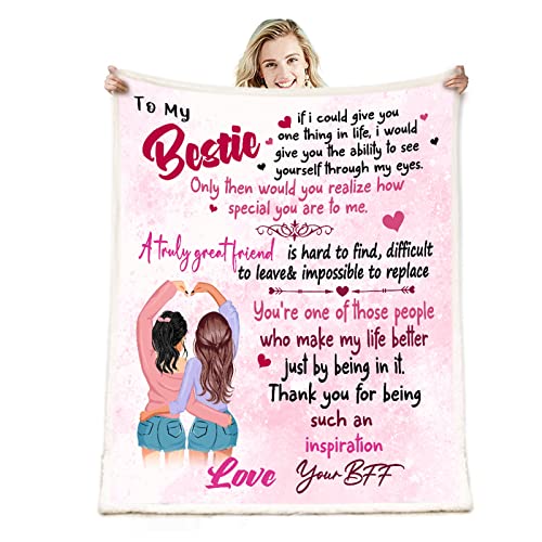 Best Friend Birthday Gifts for Women, Friendship Gifts for Women Friends, Best Friend, Best Friend Blanket 50 x 60, Soft Sherpa Throw Blanket Gifts for Women Sister Girls BFF