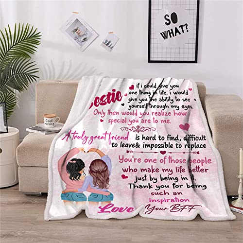 Best Friend Birthday Gifts for Women, Friendship Gifts for Women Friends, Best Friend, Best Friend Blanket 50 x 60, Soft Sherpa Throw Blanket Gifts for Women Sister Girls BFF