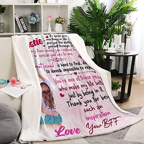 Best Friend Birthday Gifts for Women, Friendship Gifts for Women Friends, Best Friend, Best Friend Blanket 50 x 60, Soft Sherpa Throw Blanket Gifts for Women Sister Girls BFF