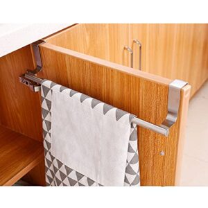 Stainless Steel Kitchen Towel Holder, Cupboard Door Towel Rack Bar Holders for Kitchen Cabinet Towel Rag Rack Over Door Towel Bar Hanger, Silver (11 inch)