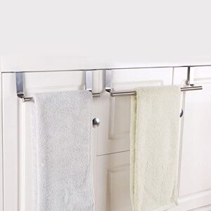 Stainless Steel Kitchen Towel Holder, Cupboard Door Towel Rack Bar Holders for Kitchen Cabinet Towel Rag Rack Over Door Towel Bar Hanger, Silver (11 inch)