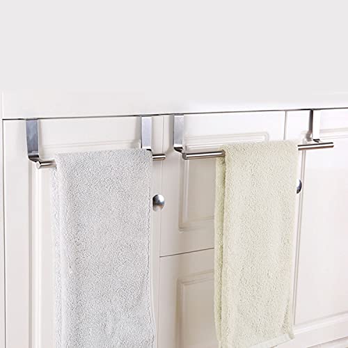 Stainless Steel Kitchen Towel Holder, Cupboard Door Towel Rack Bar Holders for Kitchen Cabinet Towel Rag Rack Over Door Towel Bar Hanger, Silver (11 inch)