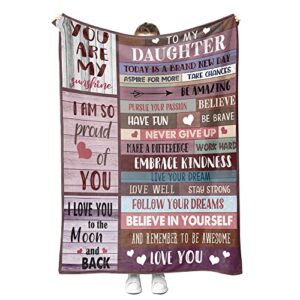 yuntu to my daughter blanket from dad mom, warm letter throw blanket for daughter, birthday gifts for daughter from mom dad, valentine's gifts for daughter (pink letter, 40 x 50inches(100x130cm))