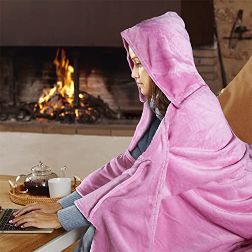 UHdod Wearable Throw Blanket Oversized Comfy Blanket Hoodie for Sofa, Cozy Blankets Gifts for Women Men Mom, 71" x 63"