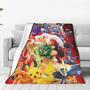 Anime Cartoon Blankets Super Soft Throw Blanket Air Conditioner Blanket Warm Cozy Flannel Blanket for Couch Bed Sofa Car (50"X40")