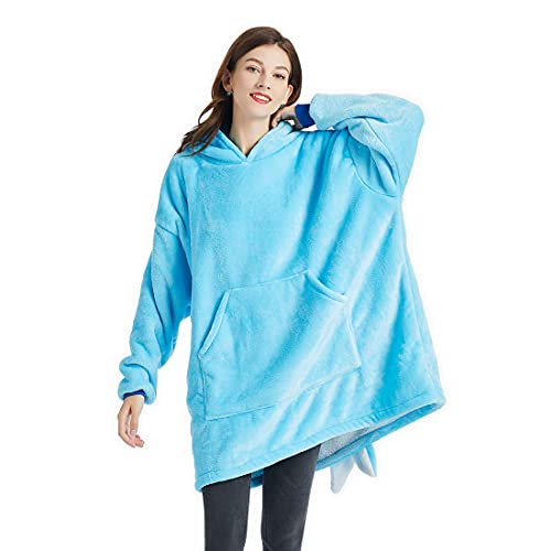 Wearable Blanket Anime Sweatshirt Hoodie Oversized Throw Blanket with Sleeves and Pocket for Adults, One Size Fits All