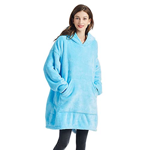 Wearable Blanket Anime Sweatshirt Hoodie Oversized Throw Blanket with Sleeves and Pocket for Adults, One Size Fits All