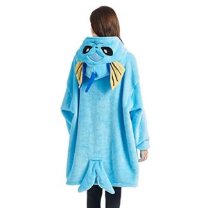 Wearable Blanket Anime Sweatshirt Hoodie Oversized Throw Blanket with Sleeves and Pocket for Adults, One Size Fits All