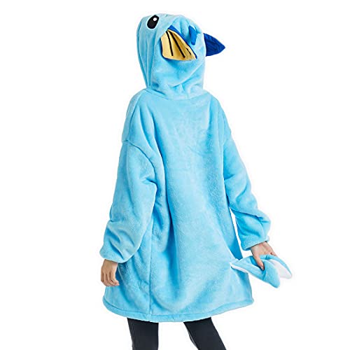 Wearable Blanket Anime Sweatshirt Hoodie Oversized Throw Blanket with Sleeves and Pocket for Adults, One Size Fits All