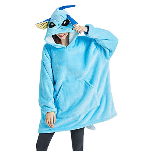 Wearable Blanket Anime Sweatshirt Hoodie Oversized Throw Blanket with Sleeves and Pocket for Adults, One Size Fits All