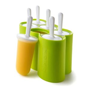 zoku classic pop molds, 6 easy-release popsicle molds with sticks and drip-guards, bpa-free