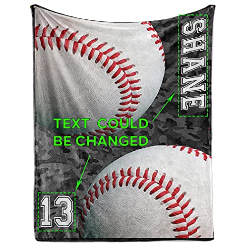 Maylian Personalized Ball Games Baseball Pattern Warm Unique Gift - Coral Fleece Flannel Photo Blanket (13,customX-Large 80 X 60 INCH)