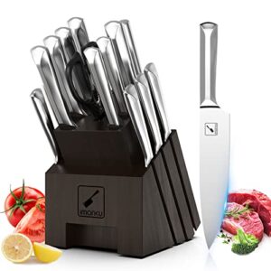 knife set, imarku 16 pcs high carbon japanese stainless steel knife sets for kitchen with block, ultra sharp kitchen knife set with sharpener chef knife set, dishwasher safe