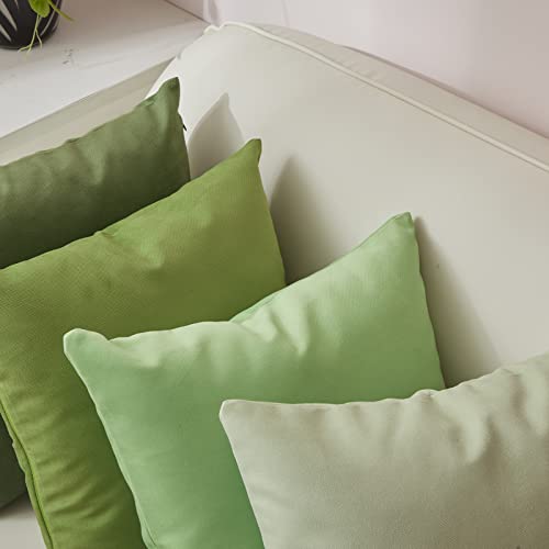 Tayis Green Throw Pillow Covers, Cotton Canvas Soft Square Pillow Cases 18x18 Set of 4, Decorative Pillows Suitable for Sofa Couch Bed Car Home