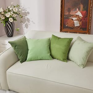 Tayis Green Throw Pillow Covers, Cotton Canvas Soft Square Pillow Cases 18x18 Set of 4, Decorative Pillows Suitable for Sofa Couch Bed Car Home