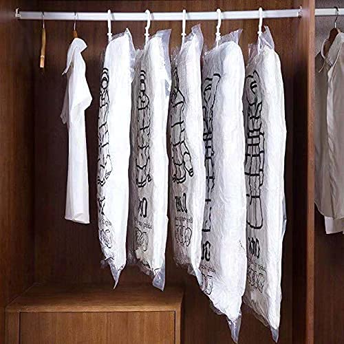 WOLUNWO Clothes Storage Bags, Hanging Vacuum Space Saver Bags, Vacuum Seal Storage Bag Clothing Bags for Suits, Dress Coats or Jackets, Down Jackets (Lx3pcs)