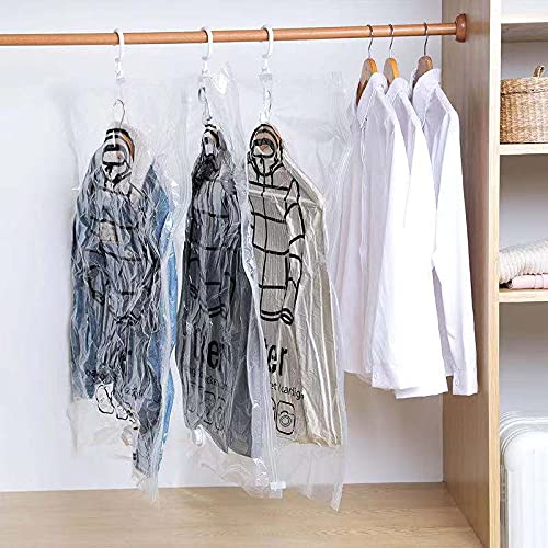 WOLUNWO Clothes Storage Bags, Hanging Vacuum Space Saver Bags, Vacuum Seal Storage Bag Clothing Bags for Suits, Dress Coats or Jackets, Down Jackets (Lx3pcs)