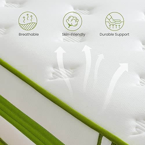 Dourxi Twin Mattress 10 Inch, Hybrid Mattress with Cooling Gel Memory Foam and Pocket Spring, Organic Cotton Fabric Cover, Mattress in a Box, Medium Firm Feel, 39"*75"*10", Twin