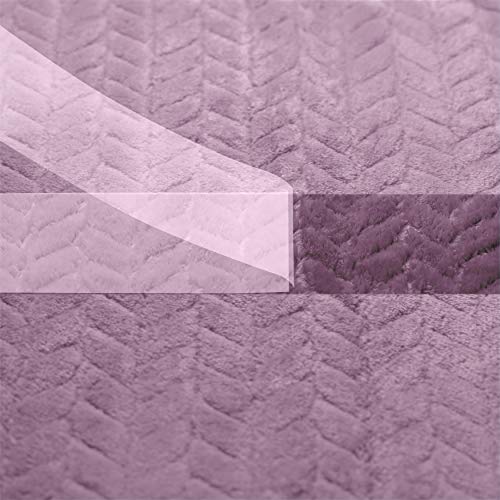 Kingole Flannel Fleece Luxury Throw Jacquard Weave Blanket, Lavender Queen Size Leaf Pattern Cozy Couch/Bed Super Soft and Warm Plush Microfiber 350GSM (90 x 90 inches)