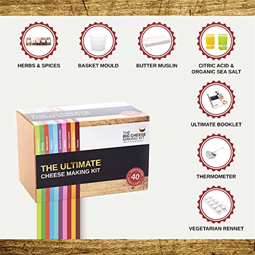 The Ultimate Cheese Making Kit | Make 10 Easy Vegetarian and Gluten-Free Cheeses For All Occasions | Fast, Fresh Homemade Cheese | Includes A Recipe Book and Ingredients, 32oz