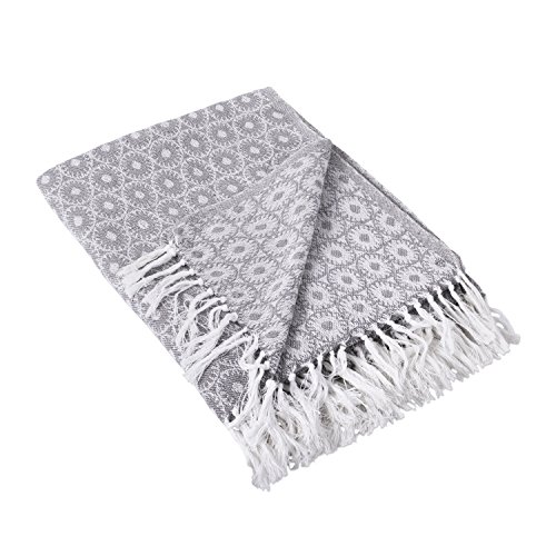 DII Rustic Farmhouse Throw Blanket with Decorative Tassels, Use for Chair, Couch, Bed, Picnic, Camping, Beach, & Just Staying Cozy at Home, 50x60, Gray