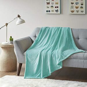 intelligent design microlight plush luxury oversized throw aqua 60x70 premium soft cozy microlight plush for bed, couch or sofa