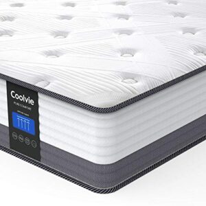 twin mattress, coolvie 10 inch twin size hybrid mattress, twin mattress in a box, individual pocket springs with memory foam layer provide pain relief motion isolation & cool sleep, 2023 new