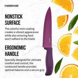 Farberware 12-Piece Non-Stick Resin, Dishwasher-Safe Kitchen Knife Set with Custom-Fit Blade Covers, Razor-Sharp, Multicolor