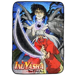 bioworld inuyasha the final act anime inuyasha and naraku soft plush fleece throw blanket 45" x 60"