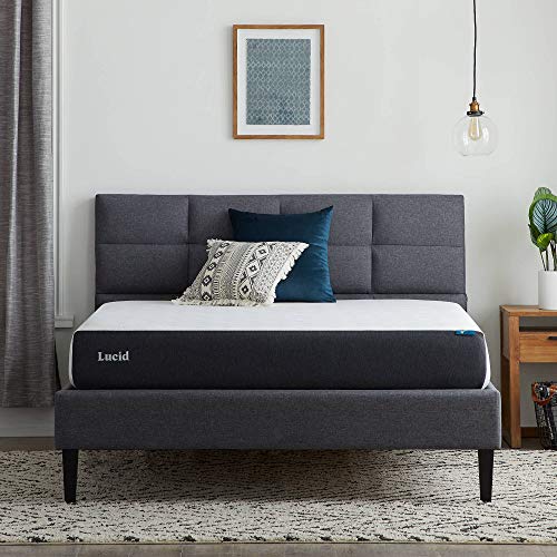 Lucid 8 Inch Full Mattress - Firm Memory Foam Mattress – Bamboo Charcoal Foam –Gel Infused- Hypoallergenic Foam Mattress, White