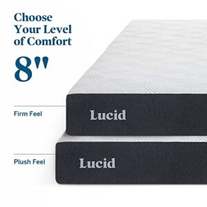 Lucid 8 Inch Full Mattress - Firm Memory Foam Mattress – Bamboo Charcoal Foam –Gel Infused- Hypoallergenic Foam Mattress, White