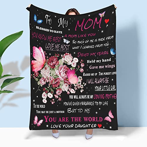 Mother's Day Throw Blanket Flannel Fleece Blanket to Mom Gift from Daughter, Gift for Mother Day's, Mom Birthday Soft Couch Throw Blanket for Home Bed, Sofa & Dorm