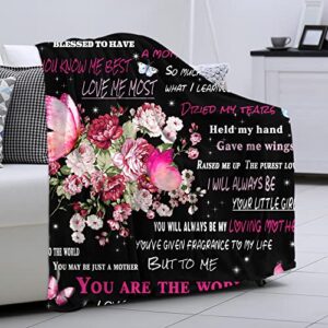 Mother's Day Throw Blanket Flannel Fleece Blanket to Mom Gift from Daughter, Gift for Mother Day's, Mom Birthday Soft Couch Throw Blanket for Home Bed, Sofa & Dorm