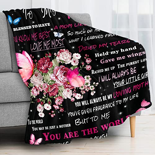 Mother's Day Throw Blanket Flannel Fleece Blanket to Mom Gift from Daughter, Gift for Mother Day's, Mom Birthday Soft Couch Throw Blanket for Home Bed, Sofa & Dorm