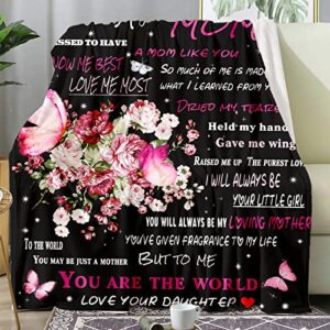 Mother's Day Throw Blanket Flannel Fleece Blanket to Mom Gift from Daughter, Gift for Mother Day's, Mom Birthday Soft Couch Throw Blanket for Home Bed, Sofa & Dorm