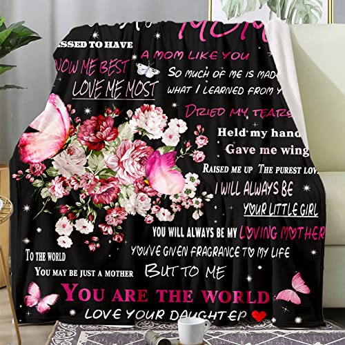 Mother's Day Throw Blanket Flannel Fleece Blanket to Mom Gift from Daughter, Gift for Mother Day's, Mom Birthday Soft Couch Throw Blanket for Home Bed, Sofa & Dorm