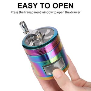 2.5 Inch Grinder Large Hand Crank Grinder with Clear Top,Rainbow