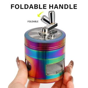 2.5 Inch Grinder Large Hand Crank Grinder with Clear Top,Rainbow