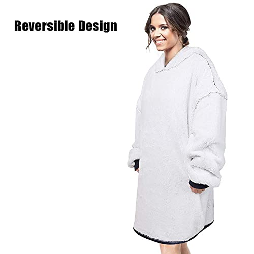 Hafisoe Oversized Wearable Blanket Hoodie,Fleece Sherpa Hooded Blanket Light Microfiber Flannel Sweatshirt Blanket with Pocket for Adult