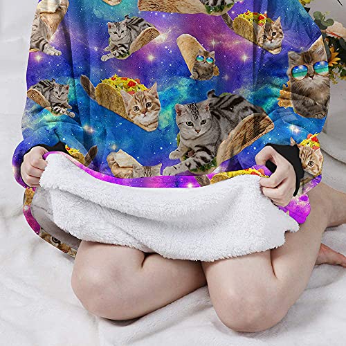 Hafisoe Oversized Wearable Blanket Hoodie,Fleece Sherpa Hooded Blanket Light Microfiber Flannel Sweatshirt Blanket with Pocket for Adult